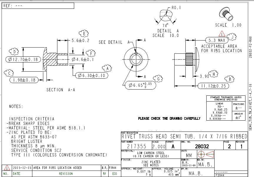rivet truss head semi tub 1/4 X 7/16-Supply info-China Fastener Info